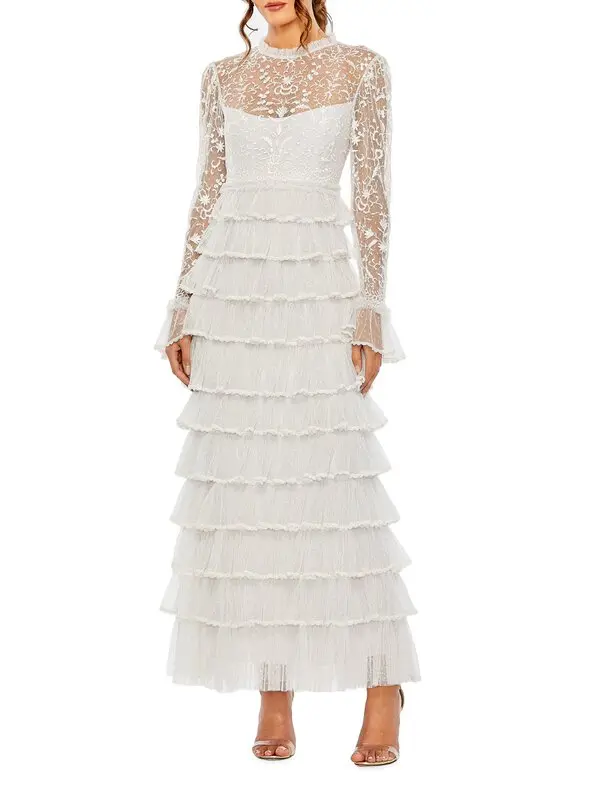 Mac Duggal Embroidered Tiered Gown
