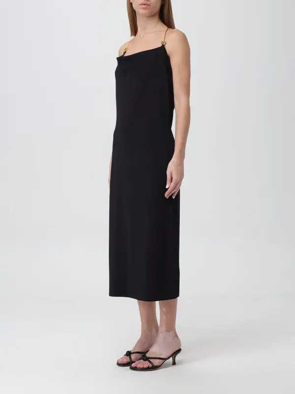 Bottega Veneta Midi Dress With Gold Chain Detail - Black