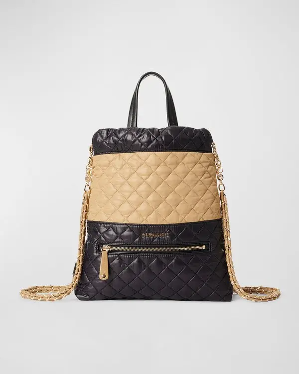 MZ Wallace Crosby Audrey Drawstring Quilted Backpack Two-Tone Camel/Black Bag MZ Wallace Black Mini Crosby Backpack – Backpack | MZ Wallace main image 3
