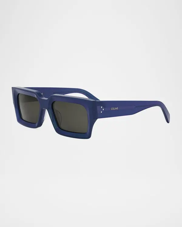 Celine 3-dot Rectangle Sunglasses - Shiny Blue Smoke