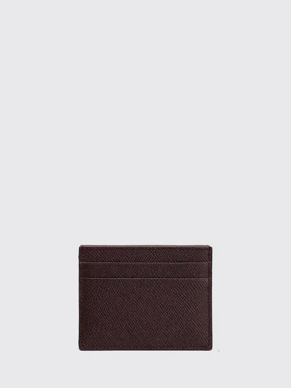 Dolce & Gabbana Grained Calfskin Card Holder With Metallic Logo - Wine