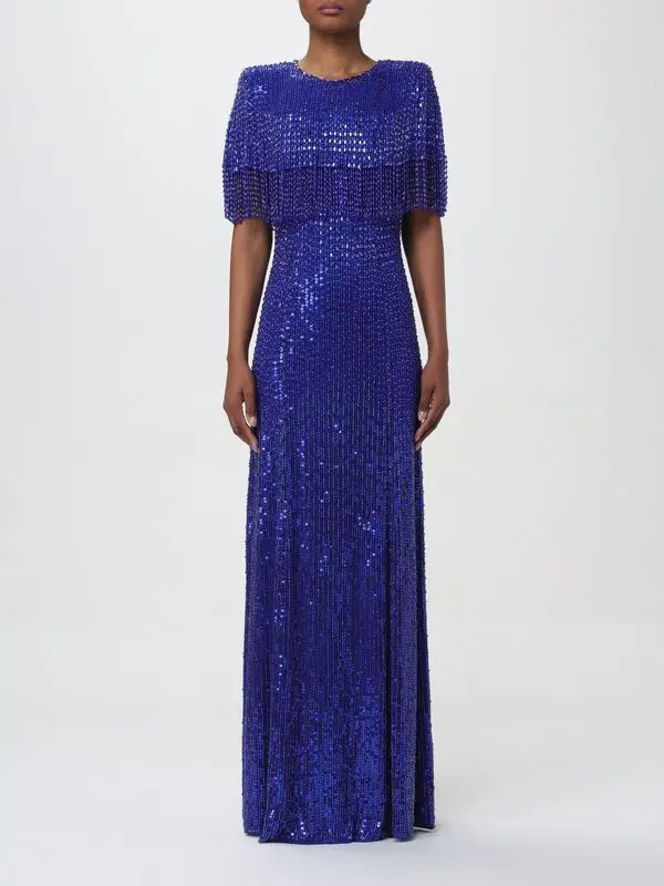 Jenny Packham Embellished Sequined Maxi Gown - Blue