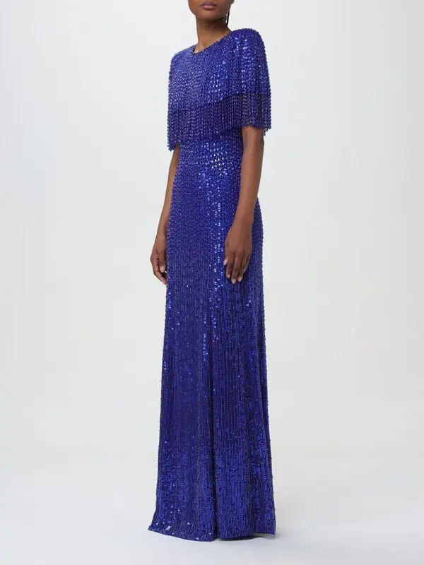 Jenny Packham Embellished Sequined Maxi Gown - Blue