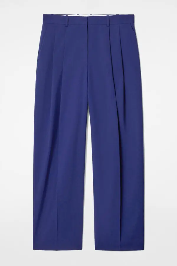 Cos Relaxed Twill Wide-leg Pants - Blue