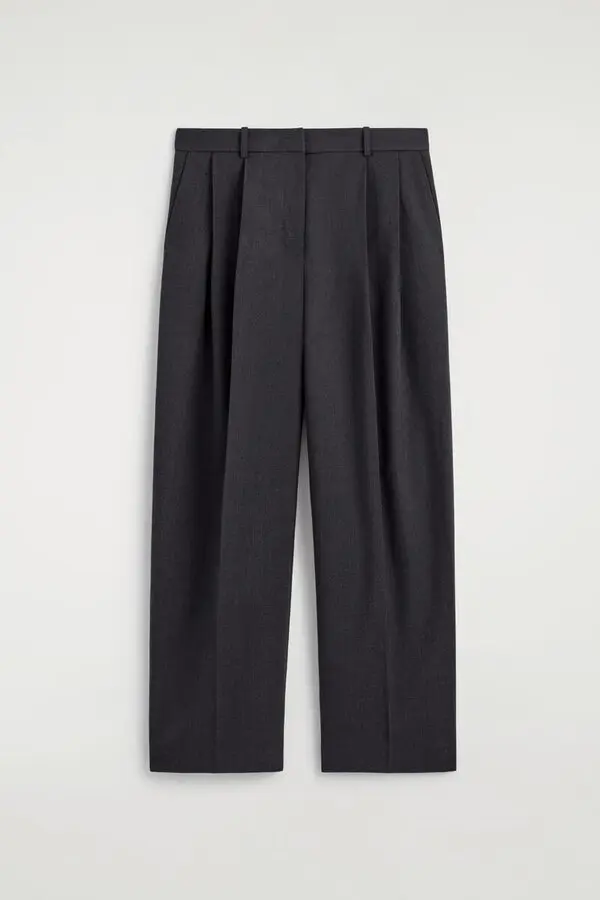 Cos Relaxed Twill Wide-leg Pants - Dark Grey