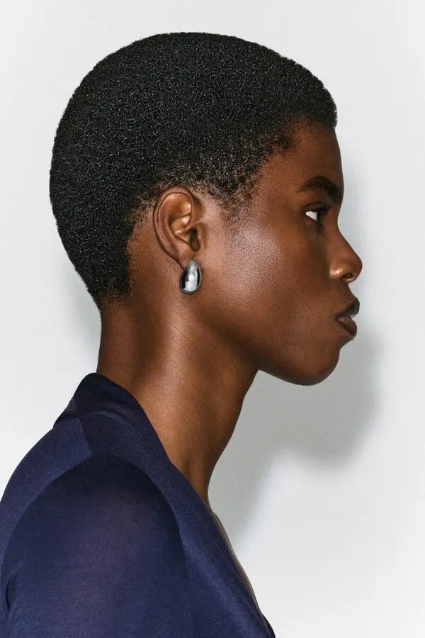Cos Curved Domed Earrings - Silver-colored