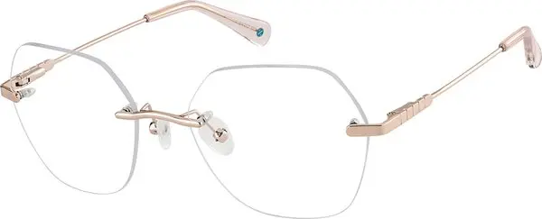 Zenni Geometric Rimless Metal Frame Glasses - Rose Gold