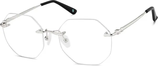 Zenni Geometric Rimless Metal Frame Glasses - Silver