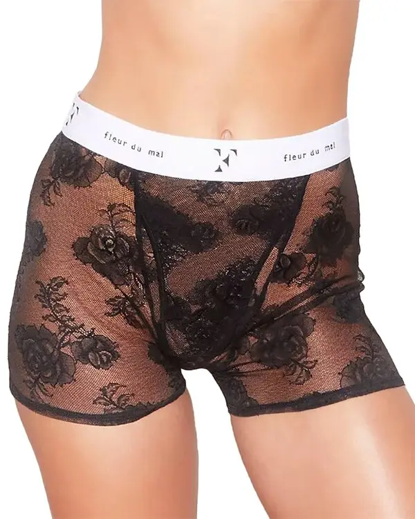 Fleur Du Mal Bouquet Lace Boxers - Black