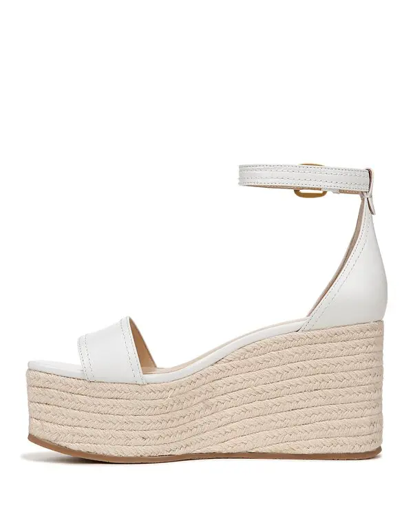 Veronica Beard Gianna Leather Platform Wedge Espadrille Sandals - Coconut