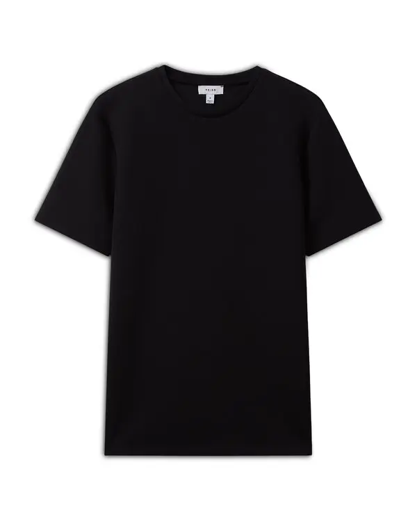 REISS Bradley Interlock Slim Fit Crewneck Tee - Black