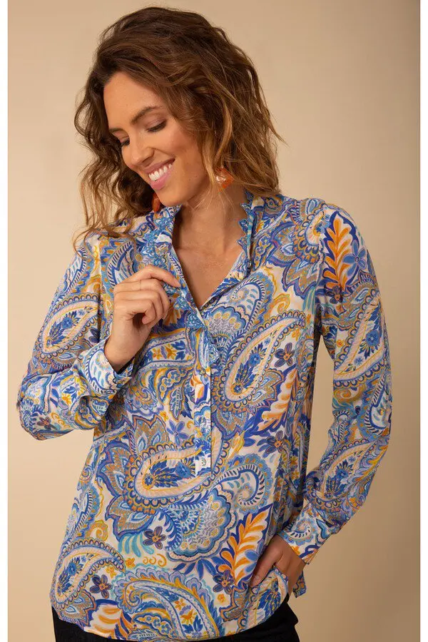 Hale Bob Molly Silk Top - Blue