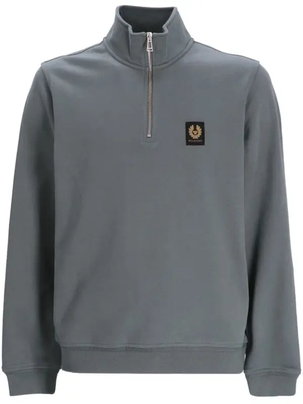 Belstaff Logo-patch Short-zip Sweatshirt - Green