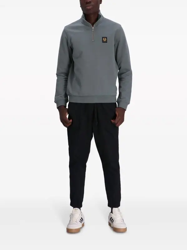 Belstaff Logo-patch Short-zip Sweatshirt - Green