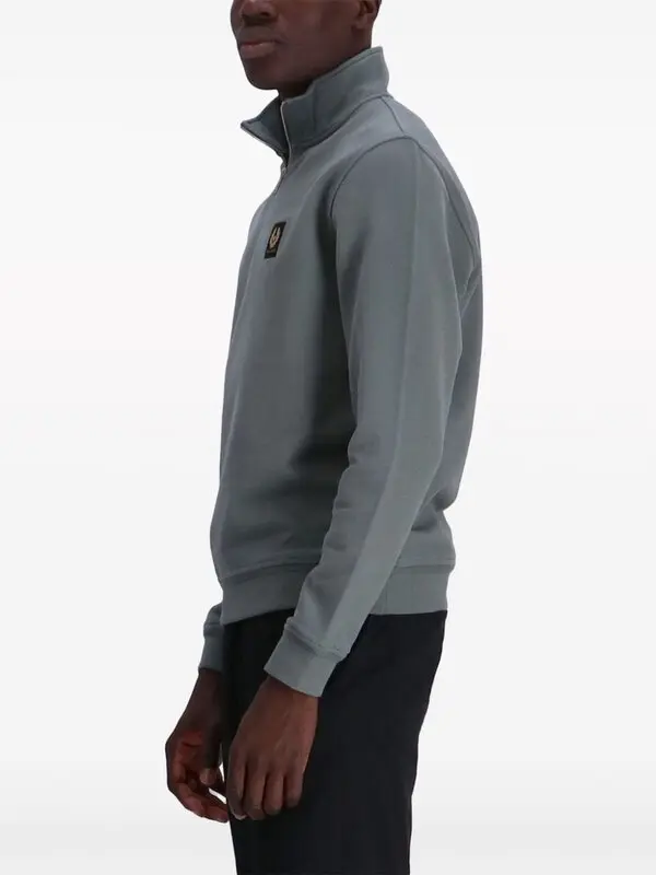 Belstaff Logo-patch Short-zip Sweatshirt - Green