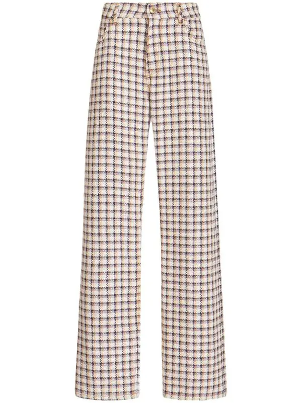 Etro Check Jacquard Wide-leg Trousers