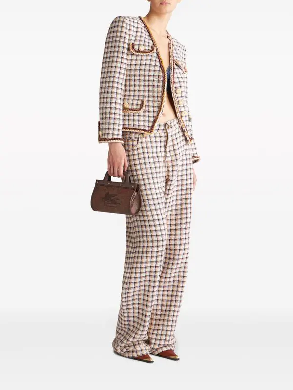 Etro Check Jacquard Wide-leg Trousers