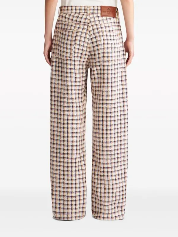 Etro Check Jacquard Wide-leg Trousers