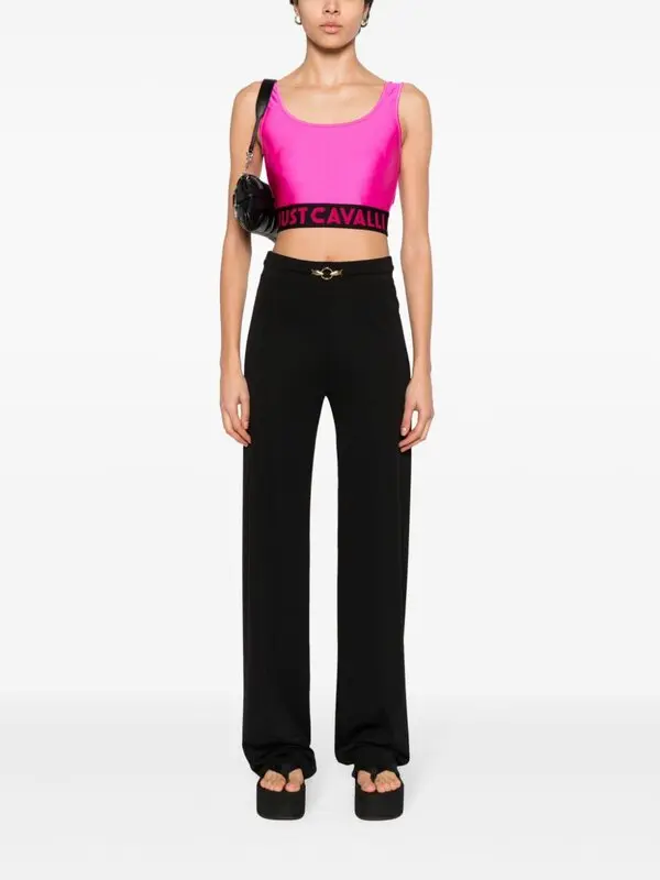 Just Cavalli Logo-waistband Cropped Top - Pink