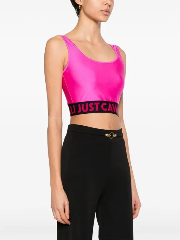 Just Cavalli Logo-waistband Cropped Top - Pink