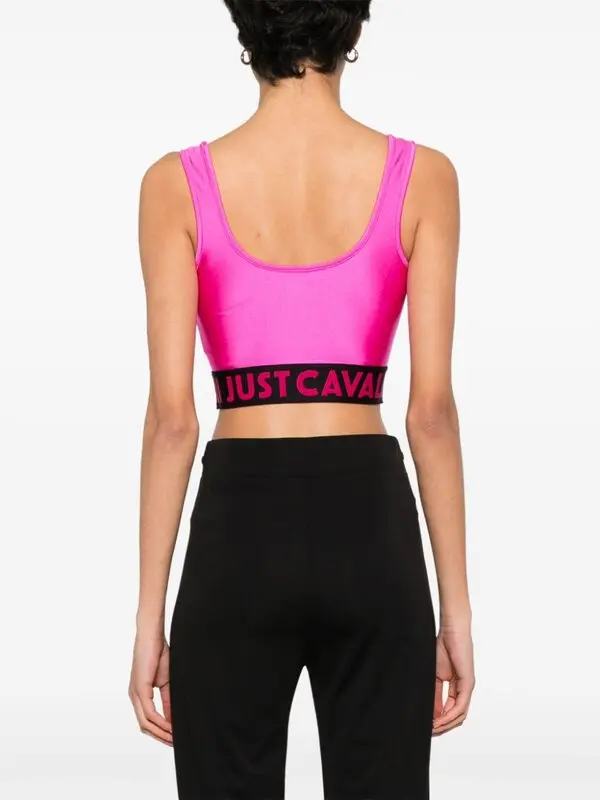Just Cavalli Logo-waistband Cropped Top - Pink
