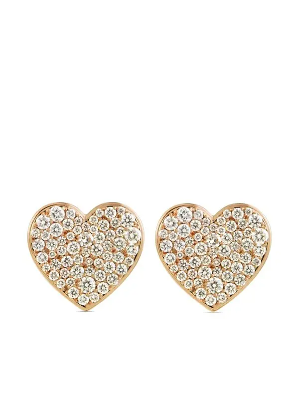ALINKA 18kt Rose Diamond Heart Stud Earrings - Gold