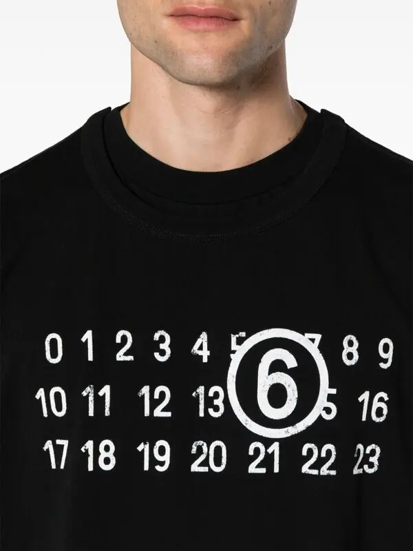 Maison Margiela Numbers-Motif Cotton T-Shirt - Black | Editorialist