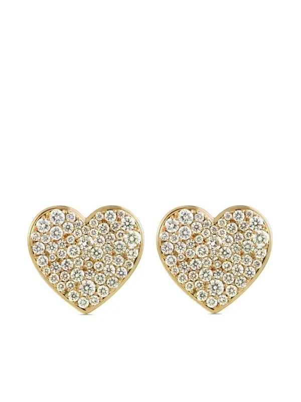 ALINKA 18kt Yellow Caviar Heart Grande Diamond Stud Earrings - Gold