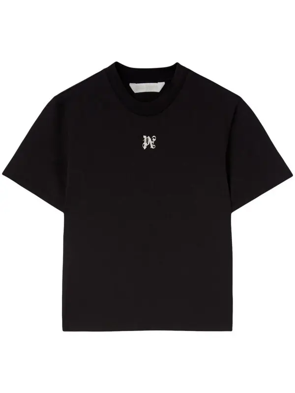 Palm Angels Monogram Cotton T-shirt - Black
