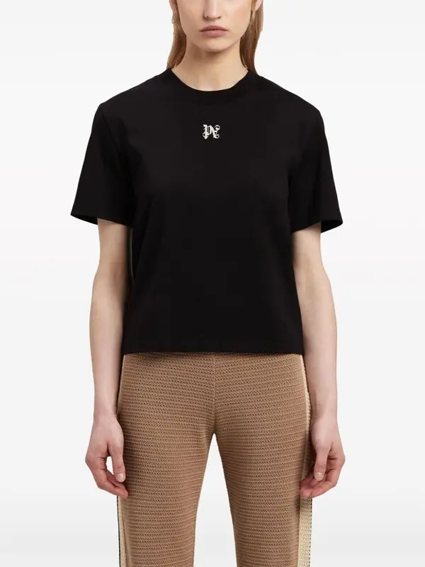 Palm Angels Monogram Cotton T-shirt - Black