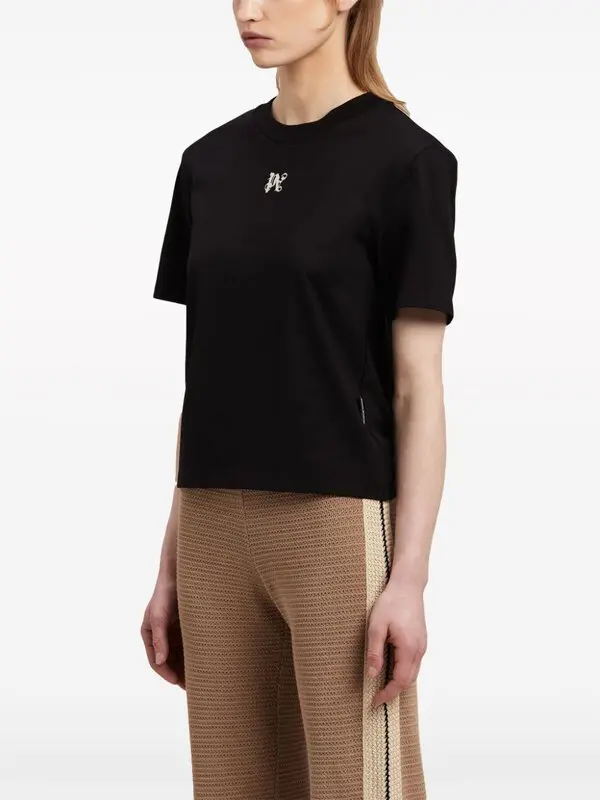 Palm Angels Monogram Cotton T-shirt - Black
