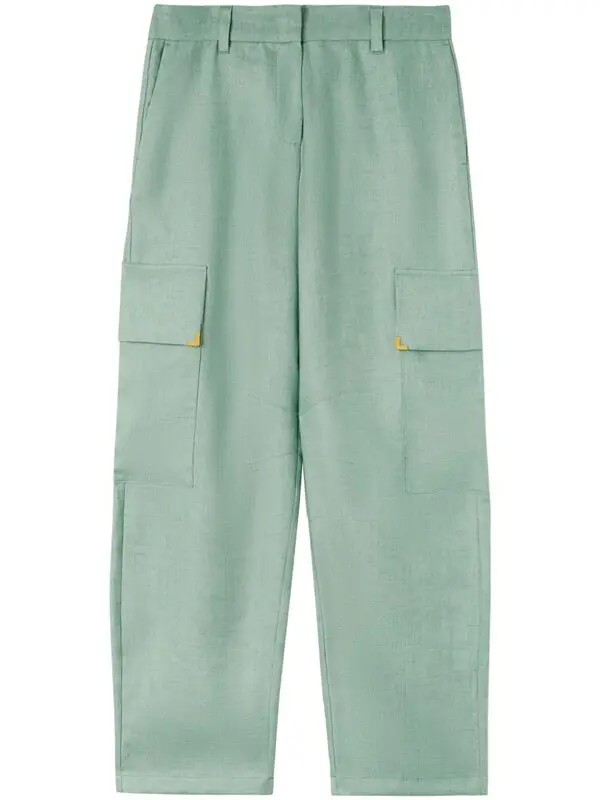 Palm Angels Carrot-cut Linen Trousers - Green