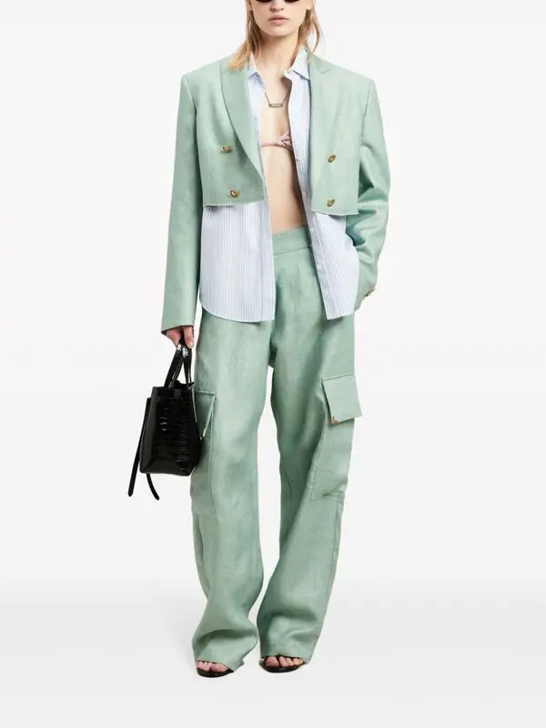 Palm Angels Linen Cropped Blazer