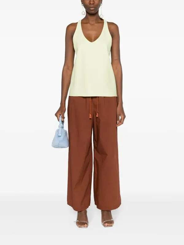 FORTE_FORTE Drawstring-waist Cotton Trousers - Brown