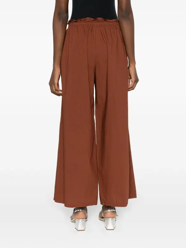 FORTE_FORTE Drawstring-waist Cotton Trousers - Brown