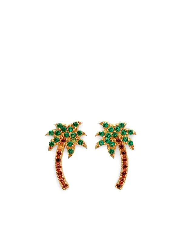 Palm Angels Crystal-embellished Palm Tree Earrings - Green