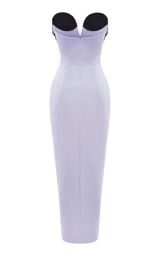 white christmas dresses Lace and satin corset maxi dress black S056X010 – RASARIO main image 1
