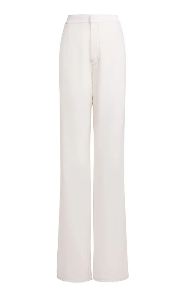 Alaïa Fluid Wool-blend Straight-leg Trousers - Ivory