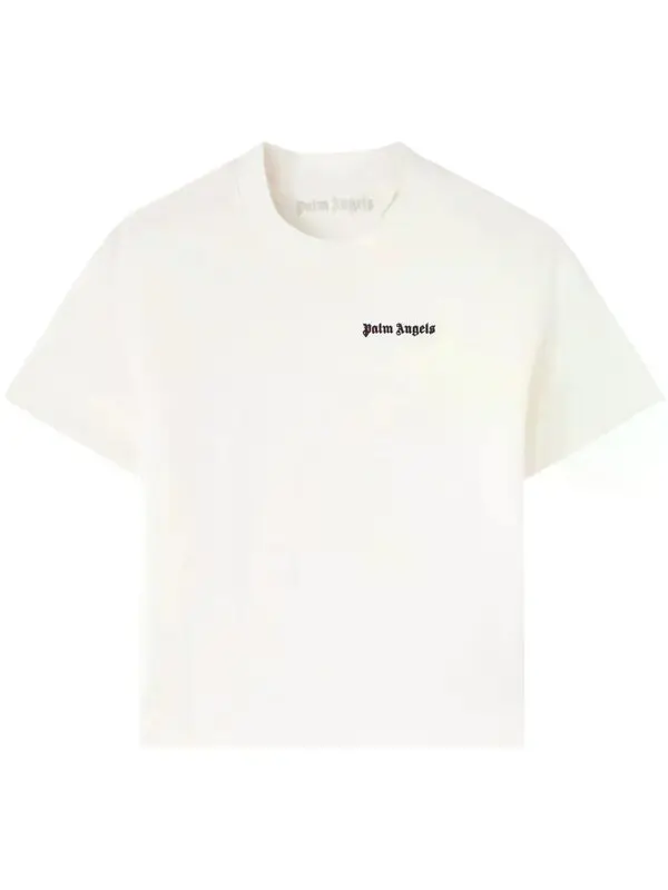 Palm Angels Logo-embroidered T-shirt - Neutrals