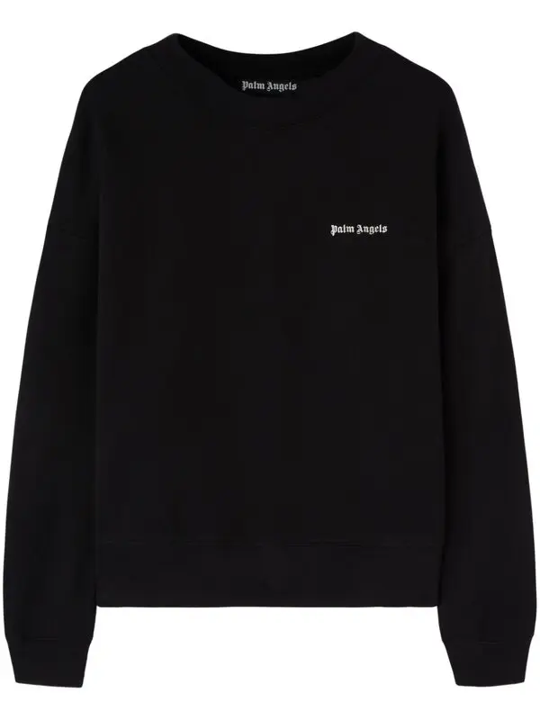 Palm Angels Logo-embroidered Cotton Sweatshirt - Black