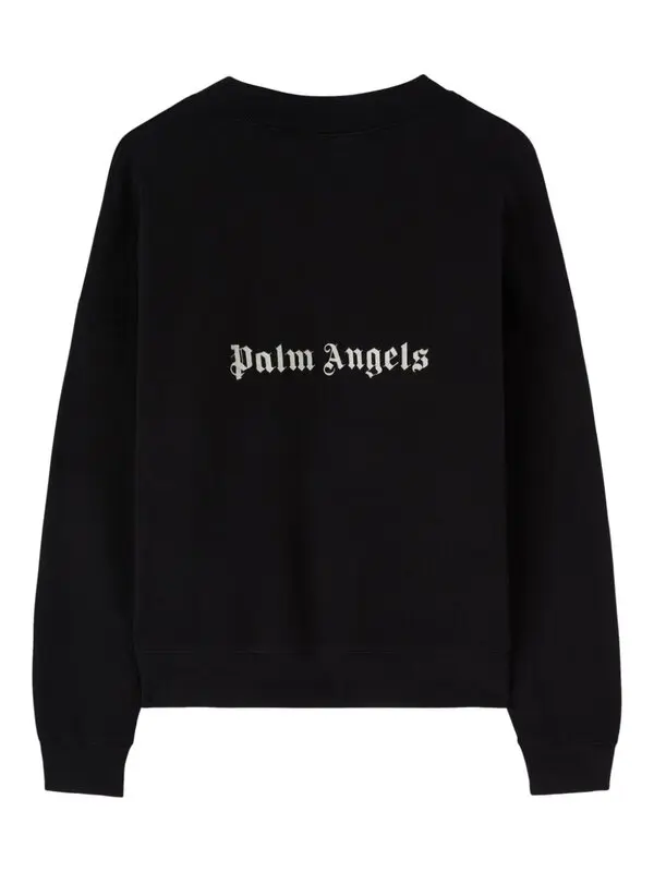 Palm Angels Logo-embroidered Cotton Sweatshirt - Black
