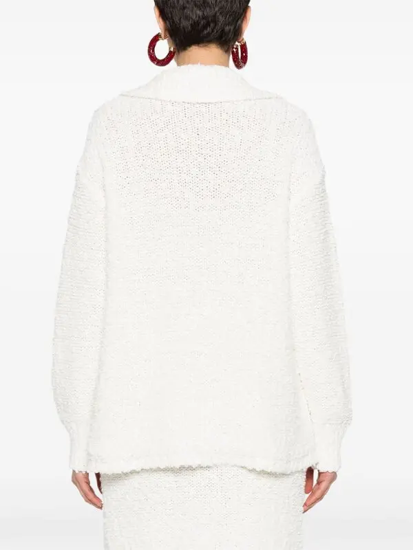 JOSEPH Textured Knit Polo Jumper - White