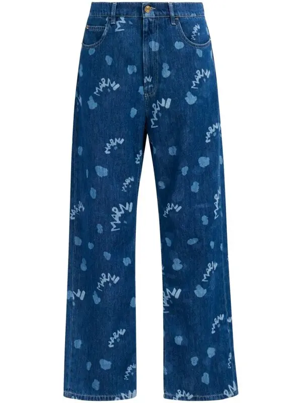Marni Mega Laser-print Jeans - Blue