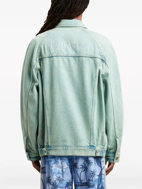 Palm Angels Overdyed Denim Jacket - Green