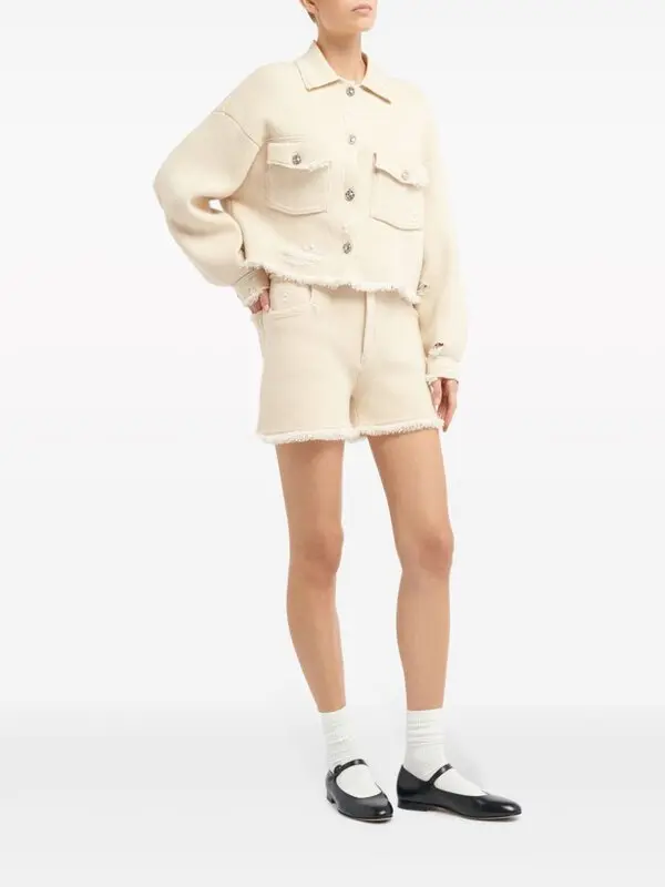 BARRIE Fine-knit Fringe-detail Shorts - Neutrals