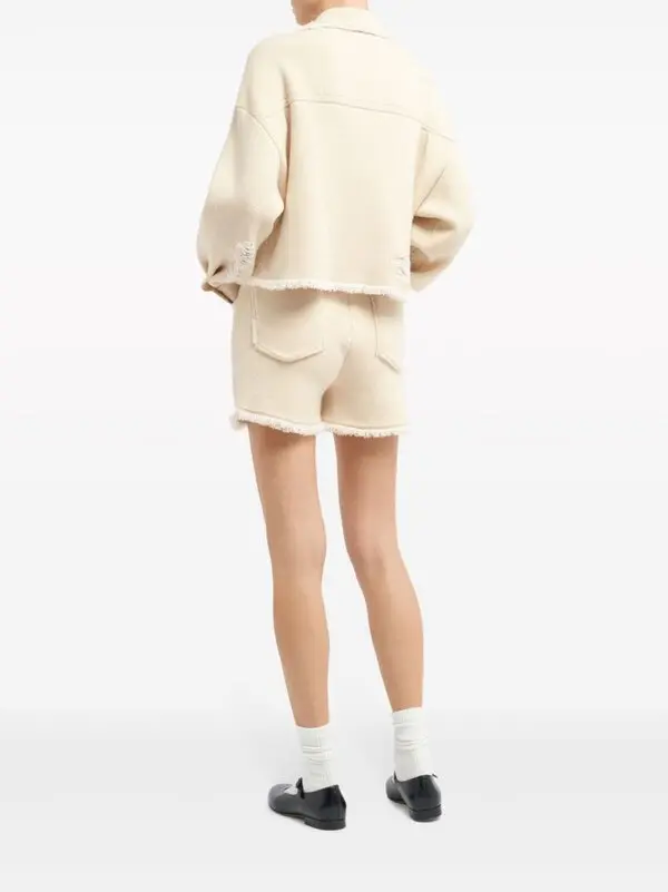 BARRIE Fine-knit Fringe-detail Shorts - Neutrals