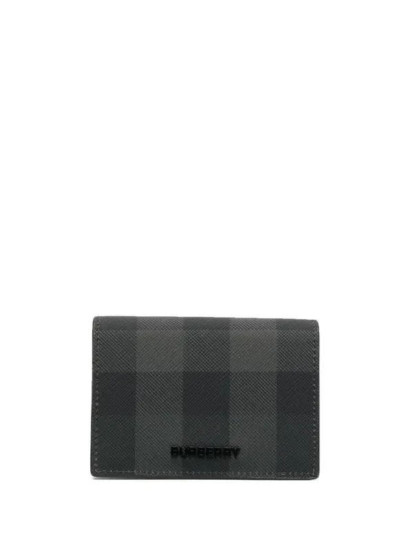 Burberry Logo-lettering Checked Wallet - Grey