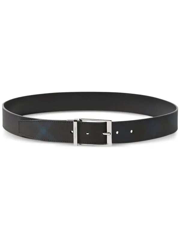 Burberry Check Leather Belt - Black