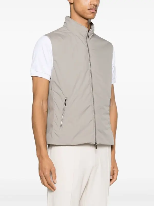 MOORER Padded Zip-up Gillet - Neutrals