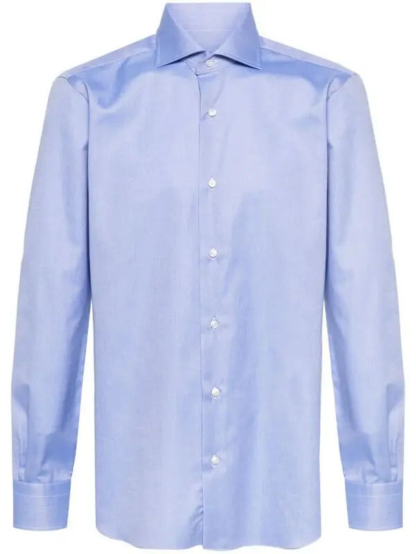 BARBA NAPOLI Cutaway Collar Cotton Shirt